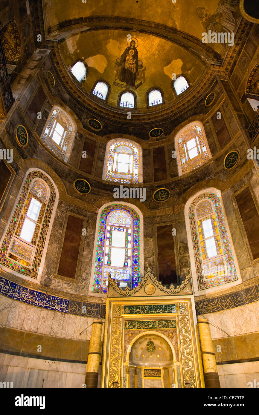 Turkey, Istanbul, Sultanahmet, Haghia Sophia Christian mosaic of Virgin ...