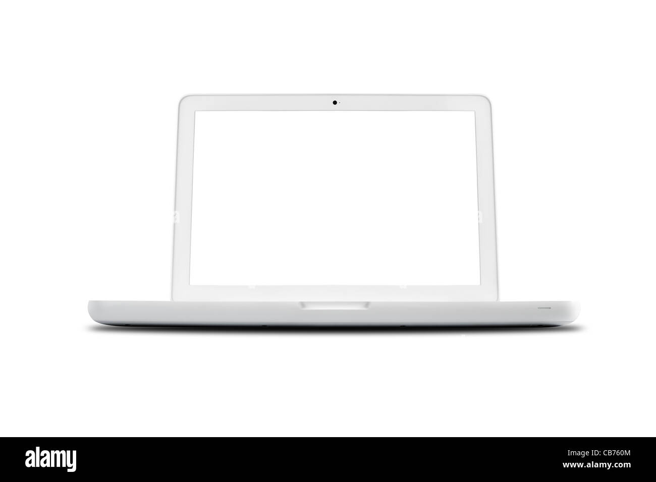 white portable computer with clipping path, white screen, made with ...