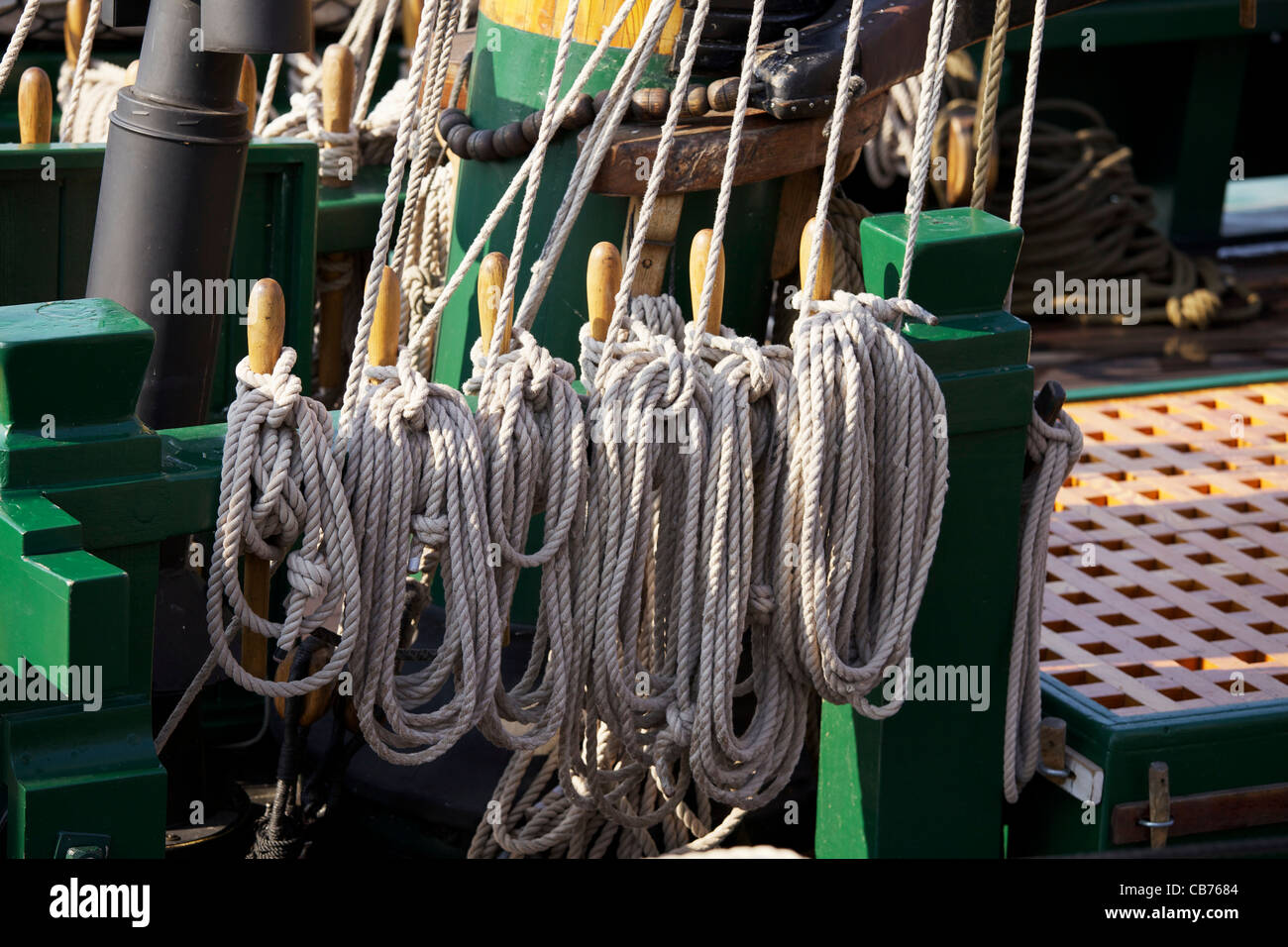 Neatly coiled lines on the Friends Goodwill. Navy Pier, Chicago ...