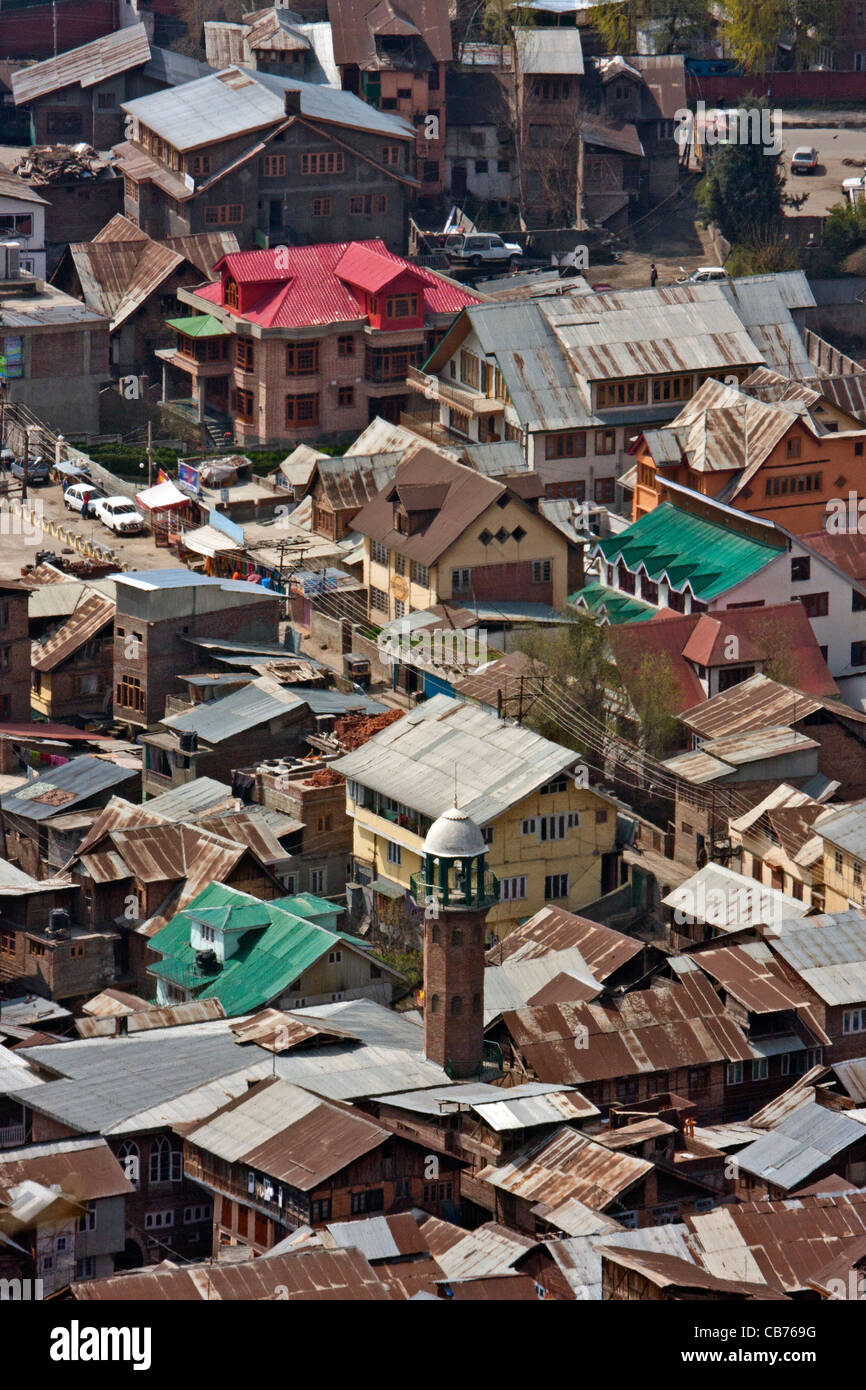 Birds' eye-view of a village and slum in Kashmir Stock Photo - Alamy