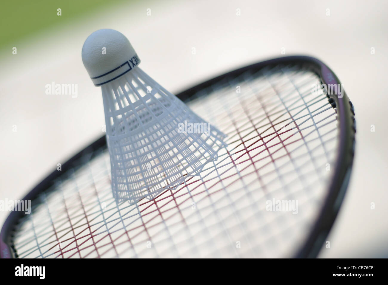 Badminton racket and shuttlecock, close up abstract images Stock Photo ...