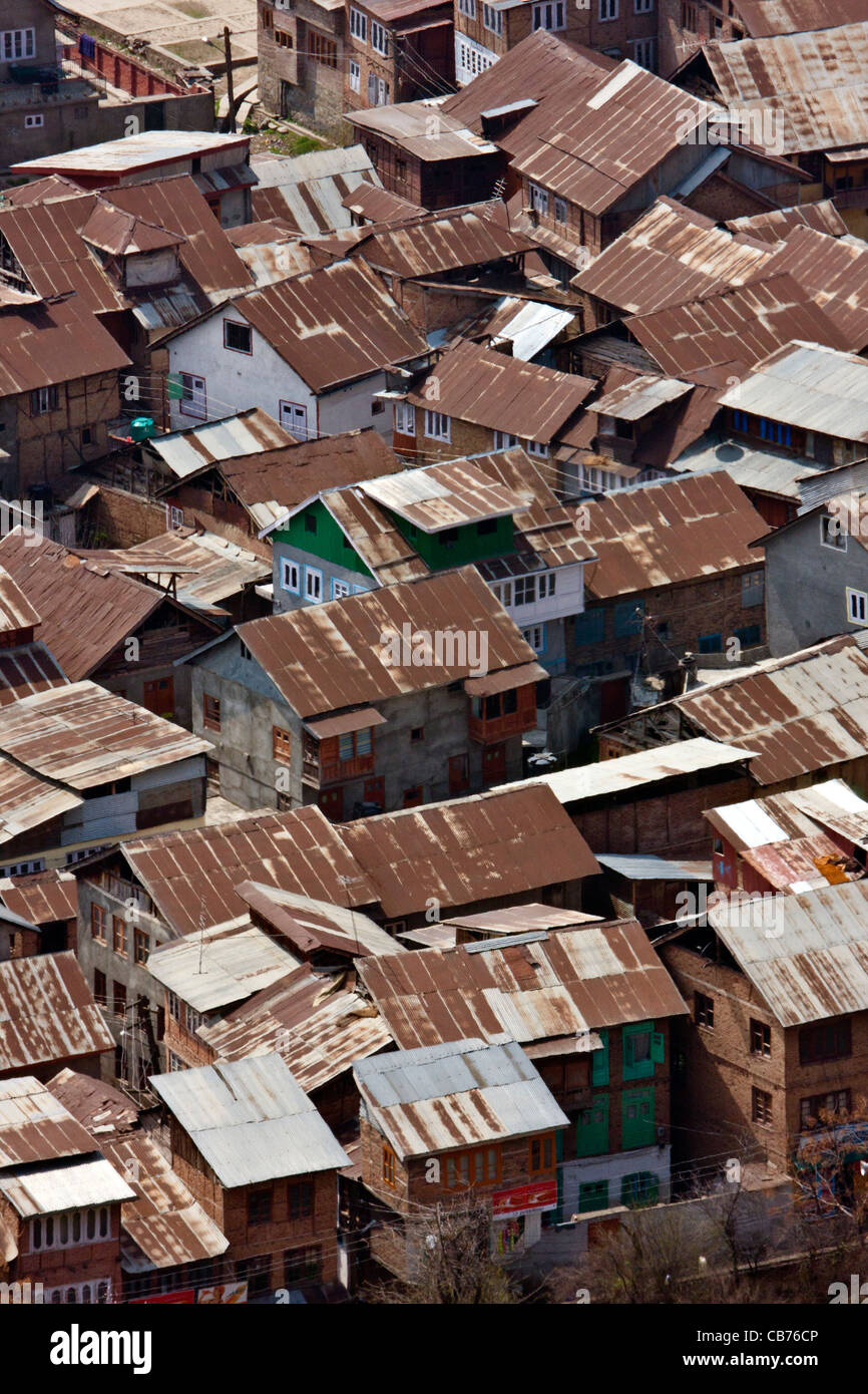 Birds' eye-view of a village and slum in Kashmir Stock Photo - Alamy