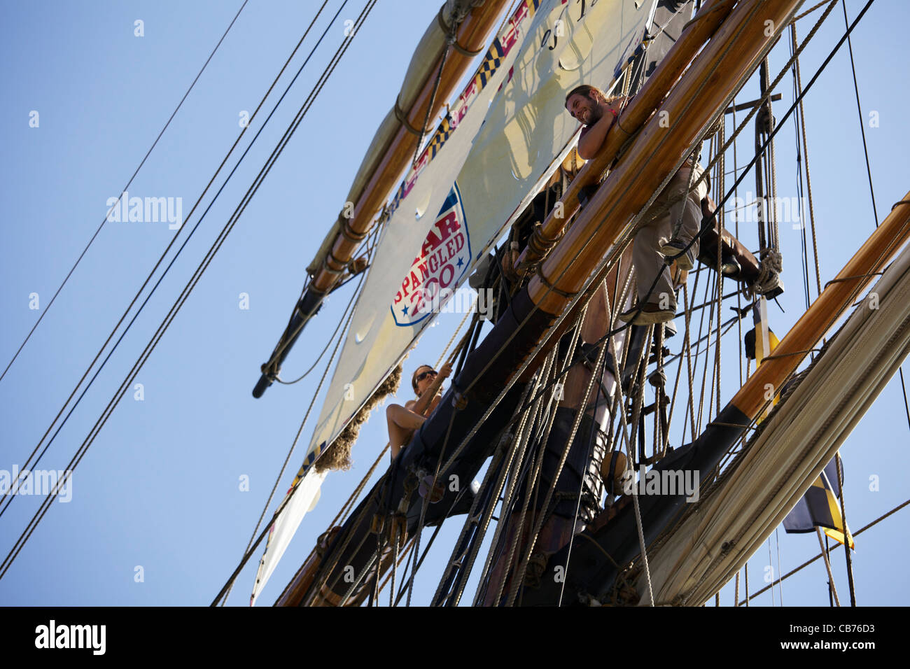 Manning the rigging on the Pride of Baltimore. Tall Ships 2011, Navy ...