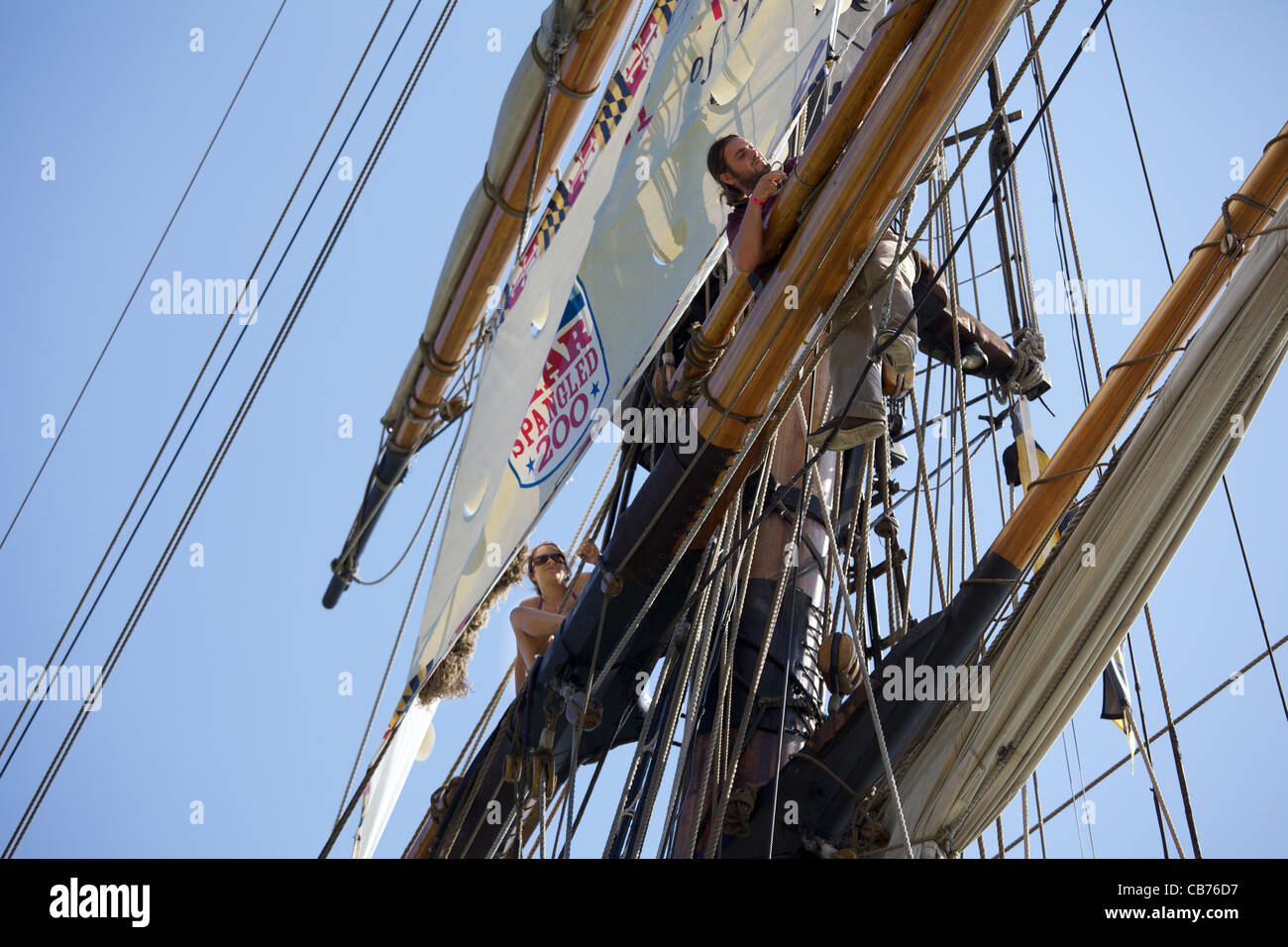 Manning the rigging on the Pride of Baltimore. Tall Ships 2011, Navy ...