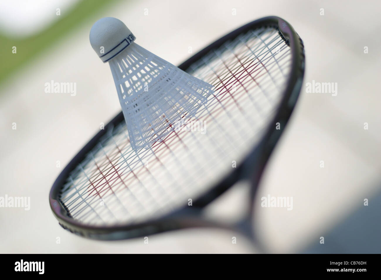 Badminton racket and shuttlecock, close up abstract images Stock Photo ...