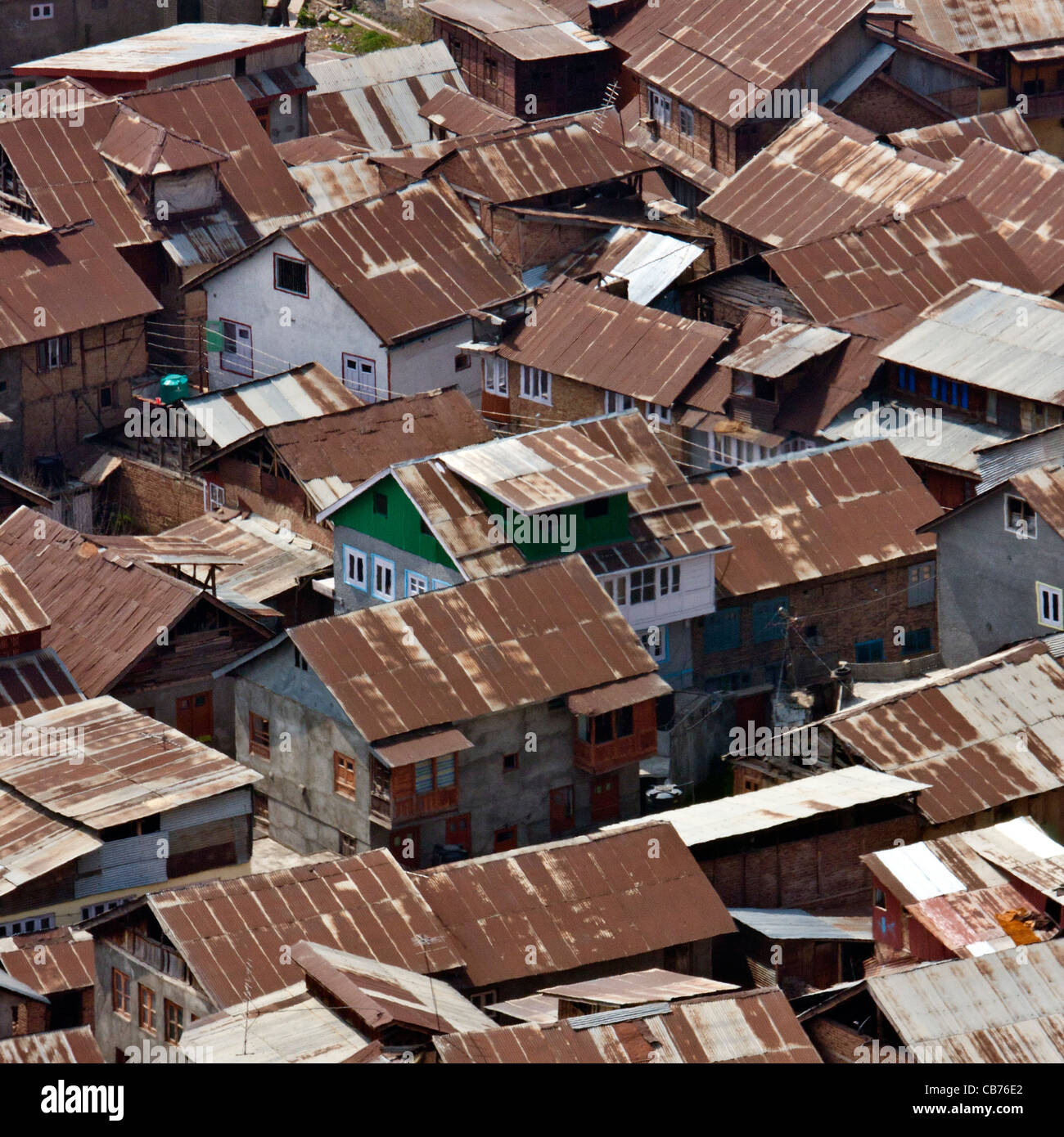 Birds' eye-view of a village and slum in Kashmir Stock Photo - Alamy