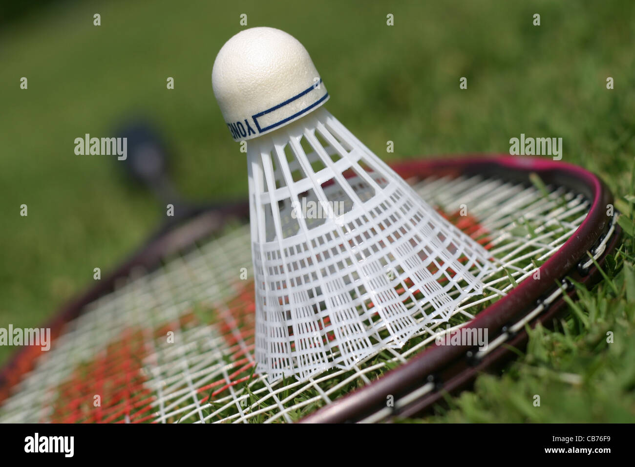 Badminton racket and shuttlecock, close up abstract images Stock Photo ...