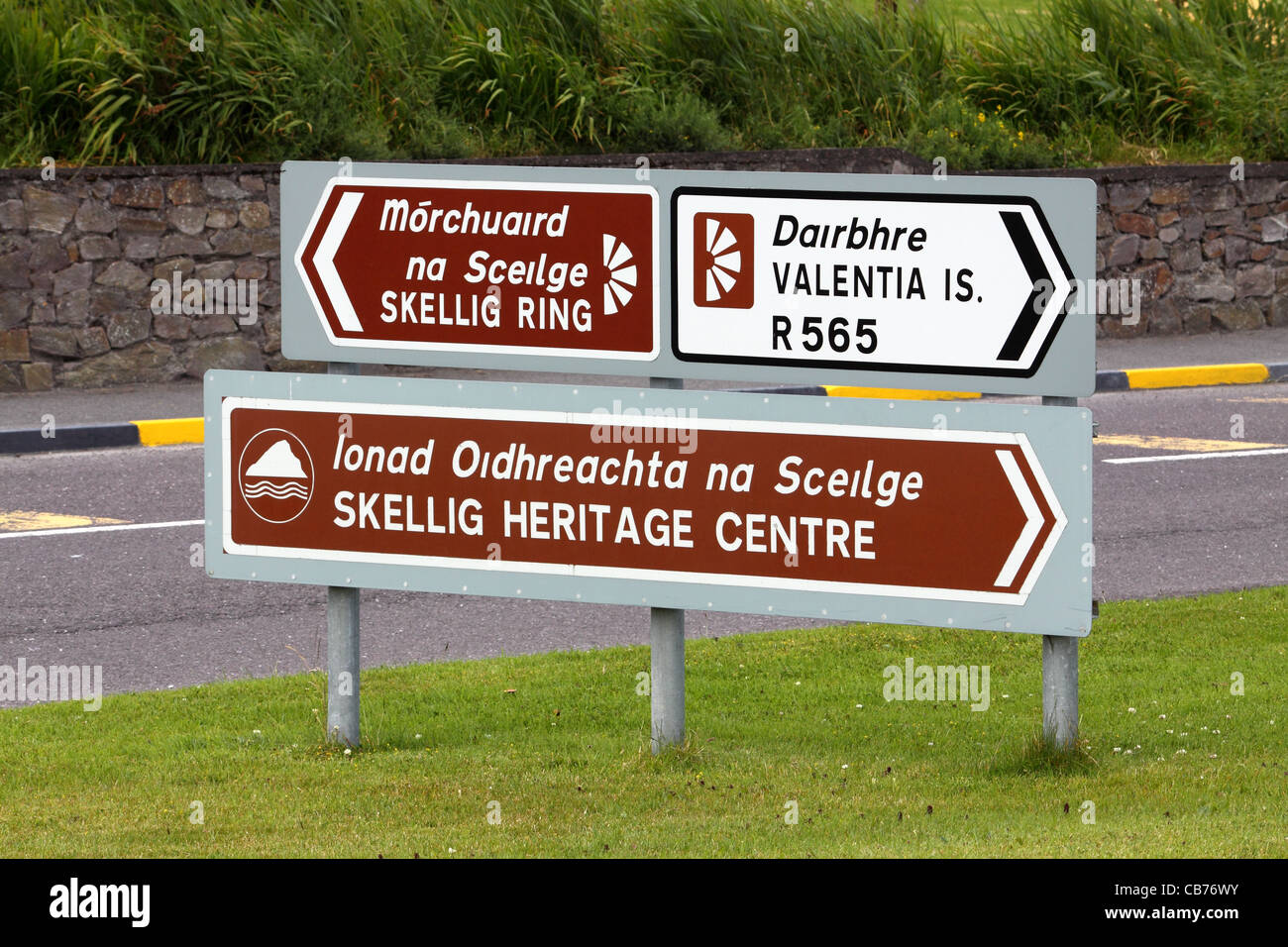 road-signs for Skellig RIng and Valentia Island at Portmagee, County ...