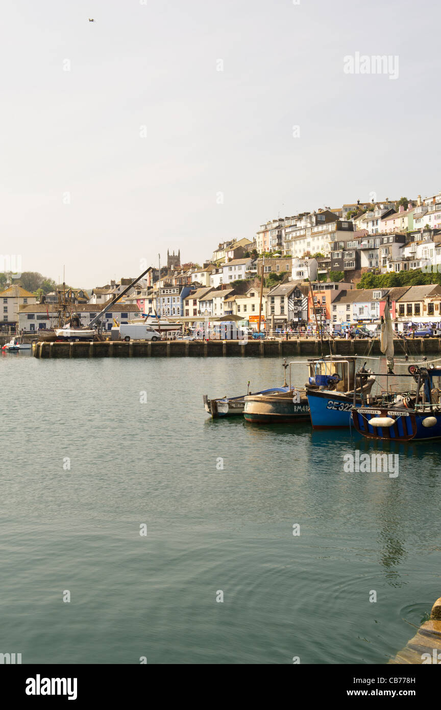 Views around the fishing port of Brixham Harbour in South Devon Stock ...