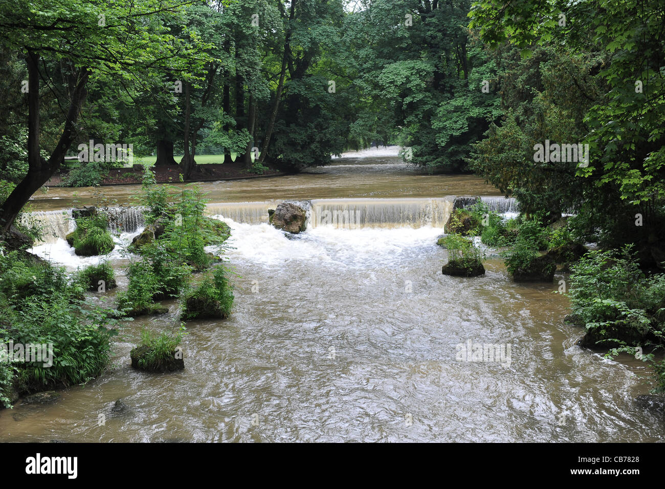Eisbach stream of the English Garden Munich Bavaria Germany Munchen ...