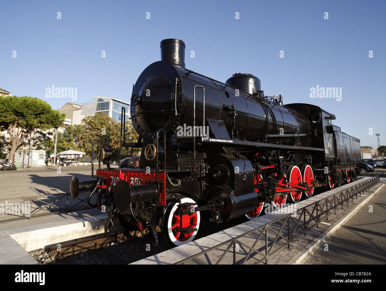 The restored steam train on show outside Pescara station in Italy Stock ...