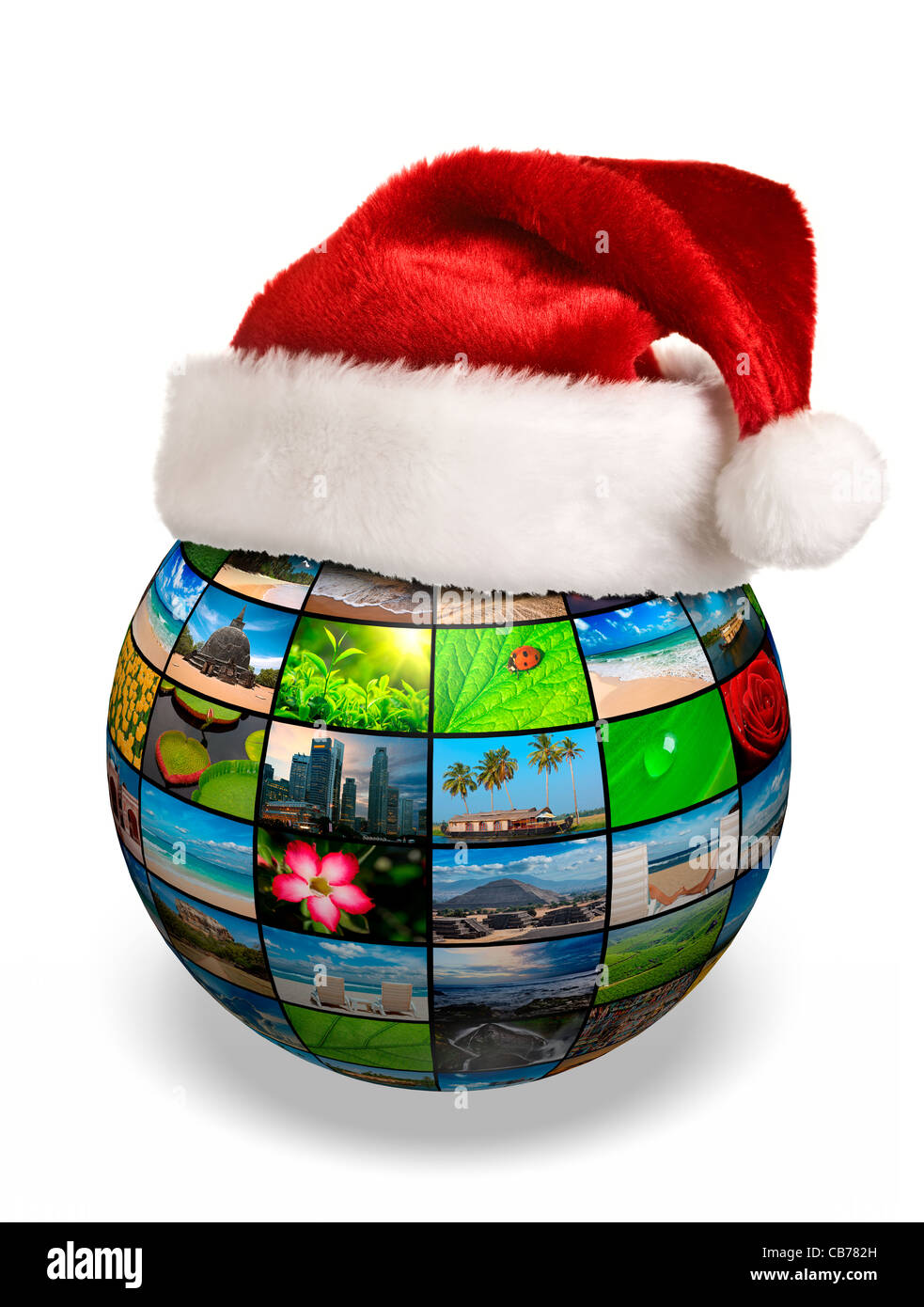 Social media planet on Christmas - multimedia globe with images with ...