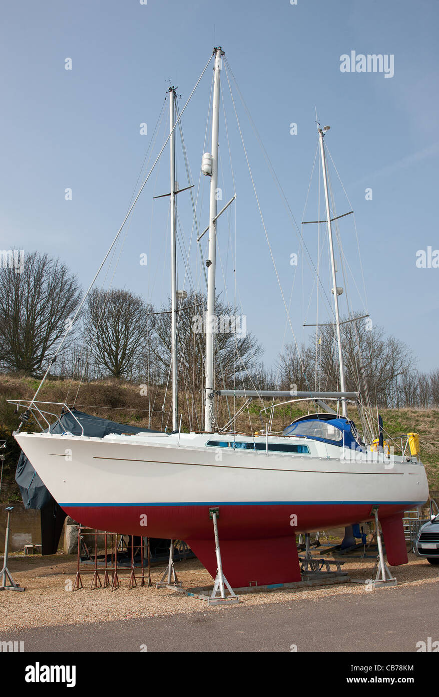 Sailing Yacht in a Boatyard Stock Photo - Alamy