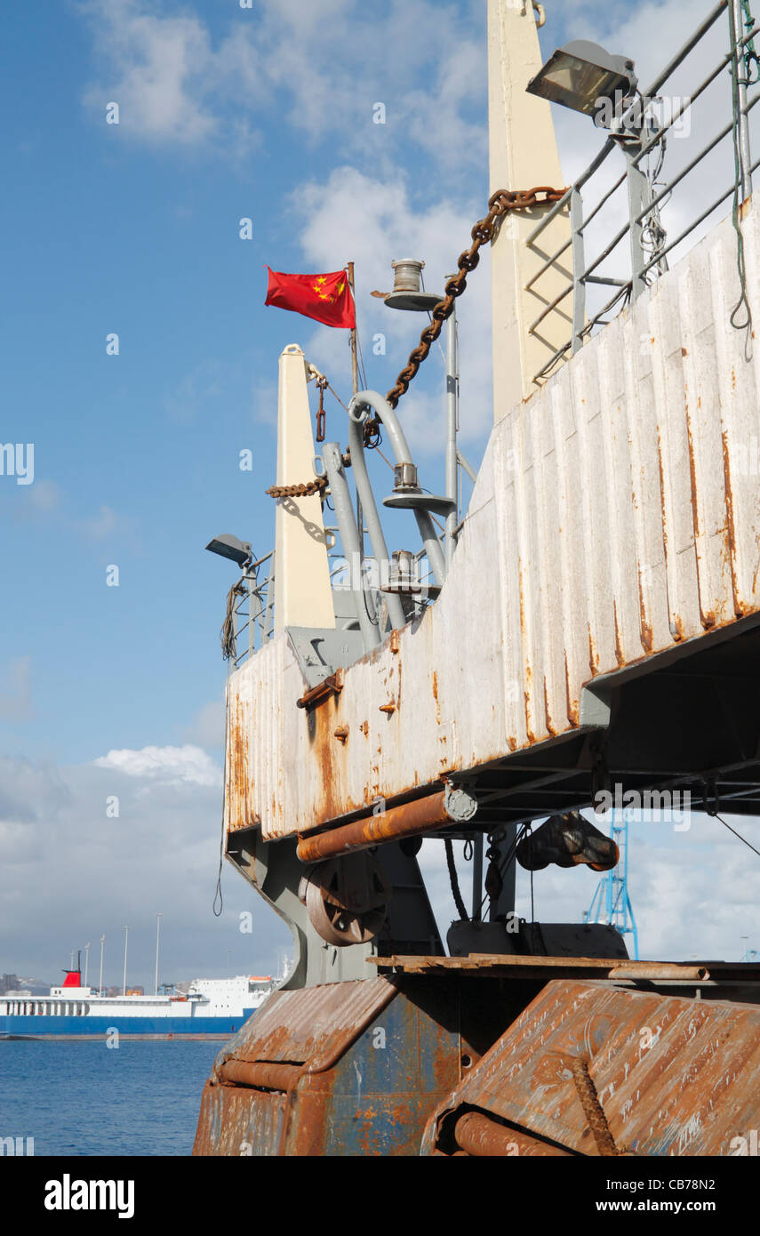Chinese flag flying on fishing trawler Stock Photo - Alamy