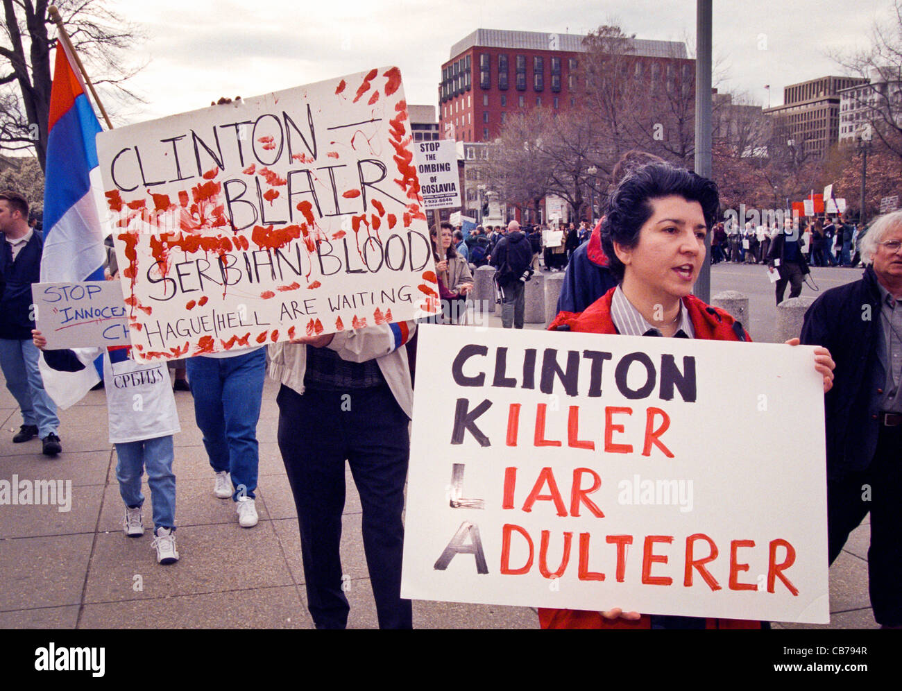 Serbian protesters rally outside the White House March 28, 1999 as ... Serbian protesters rally outside the White House March 28, 1999 as ...