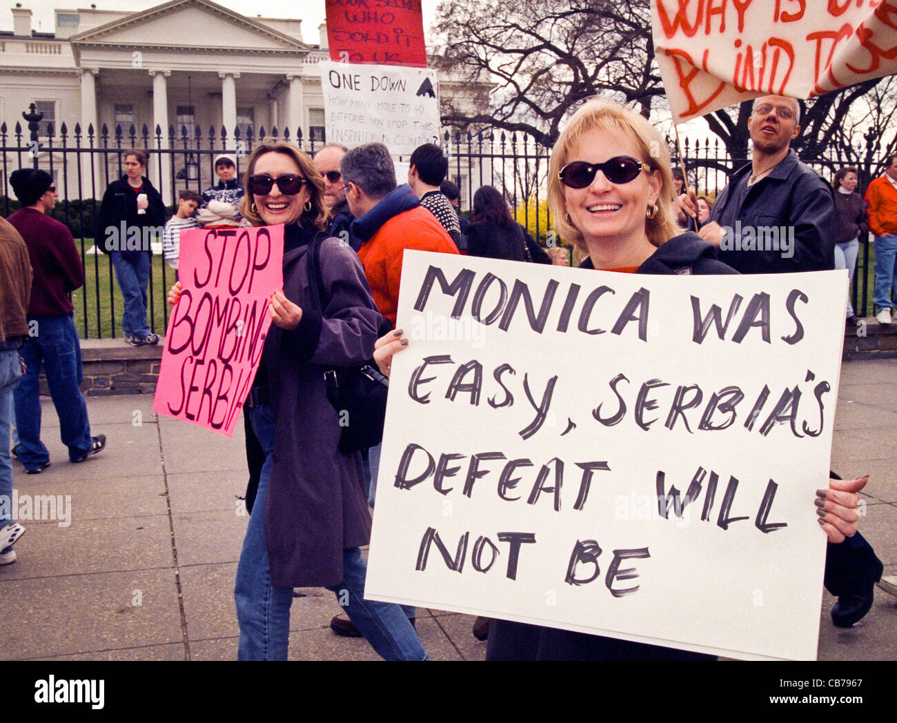 Serbian protesters rally outside the White House March 28, 1999 as ... Serbian protesters rally outside the White House March 28, 1999 as ...