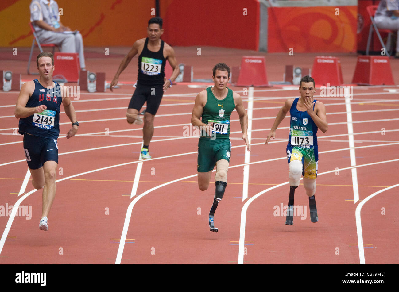 athletic competition at the 2008 Paralympic Games with mens 200 meter ...