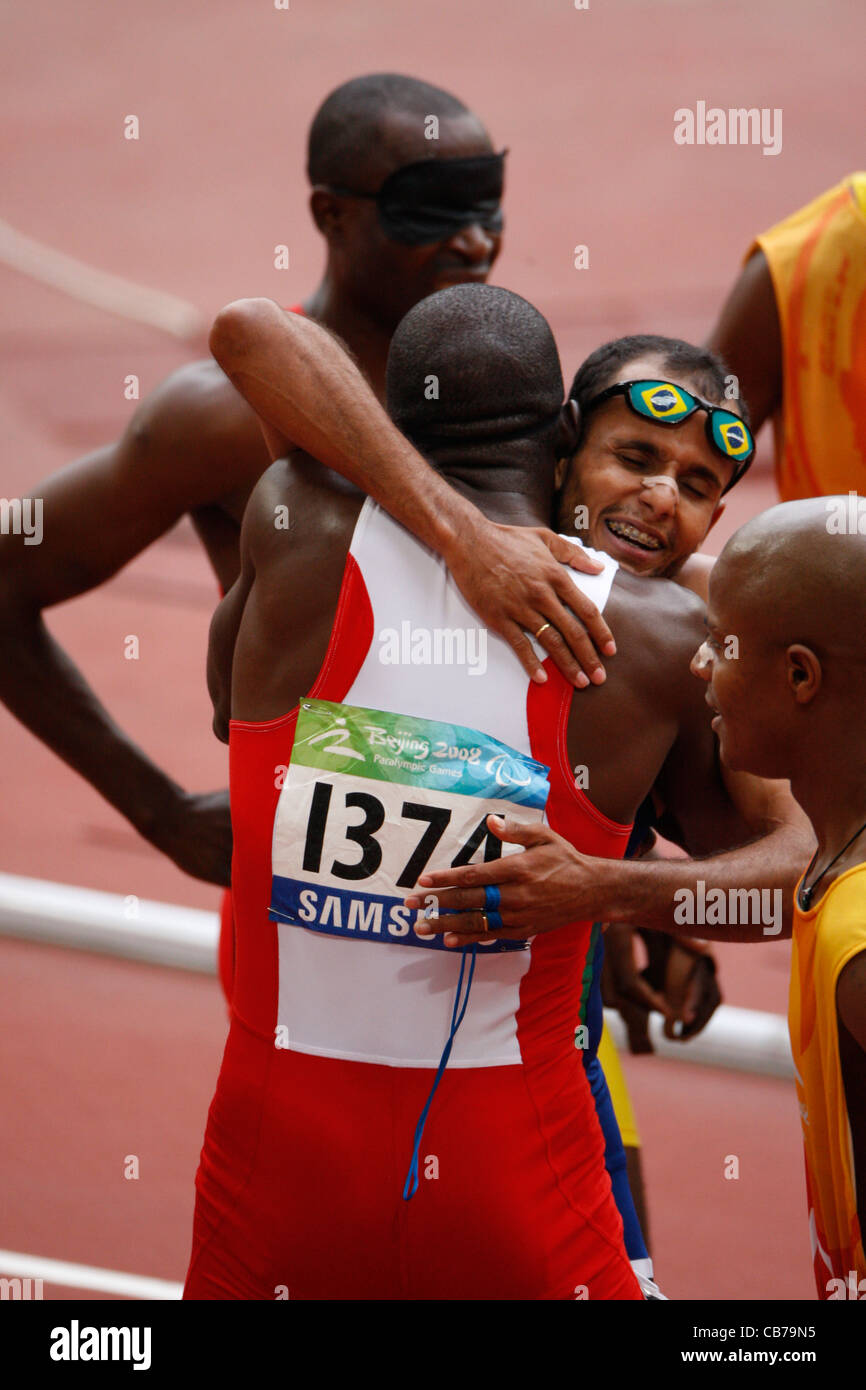 athletic competition at the 2008 Paralympic Games showing Brazilian ...