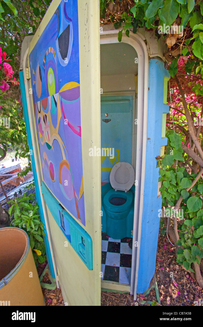 Old portable toilets painted at Coachella Music festival act as a urine ...