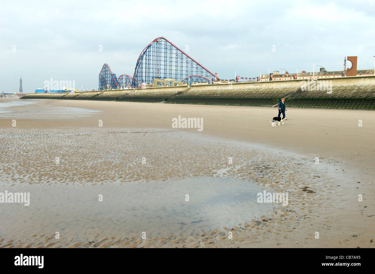 South Shore beach and Big One roller coaster,Blackpool Stock Photo - Alamy