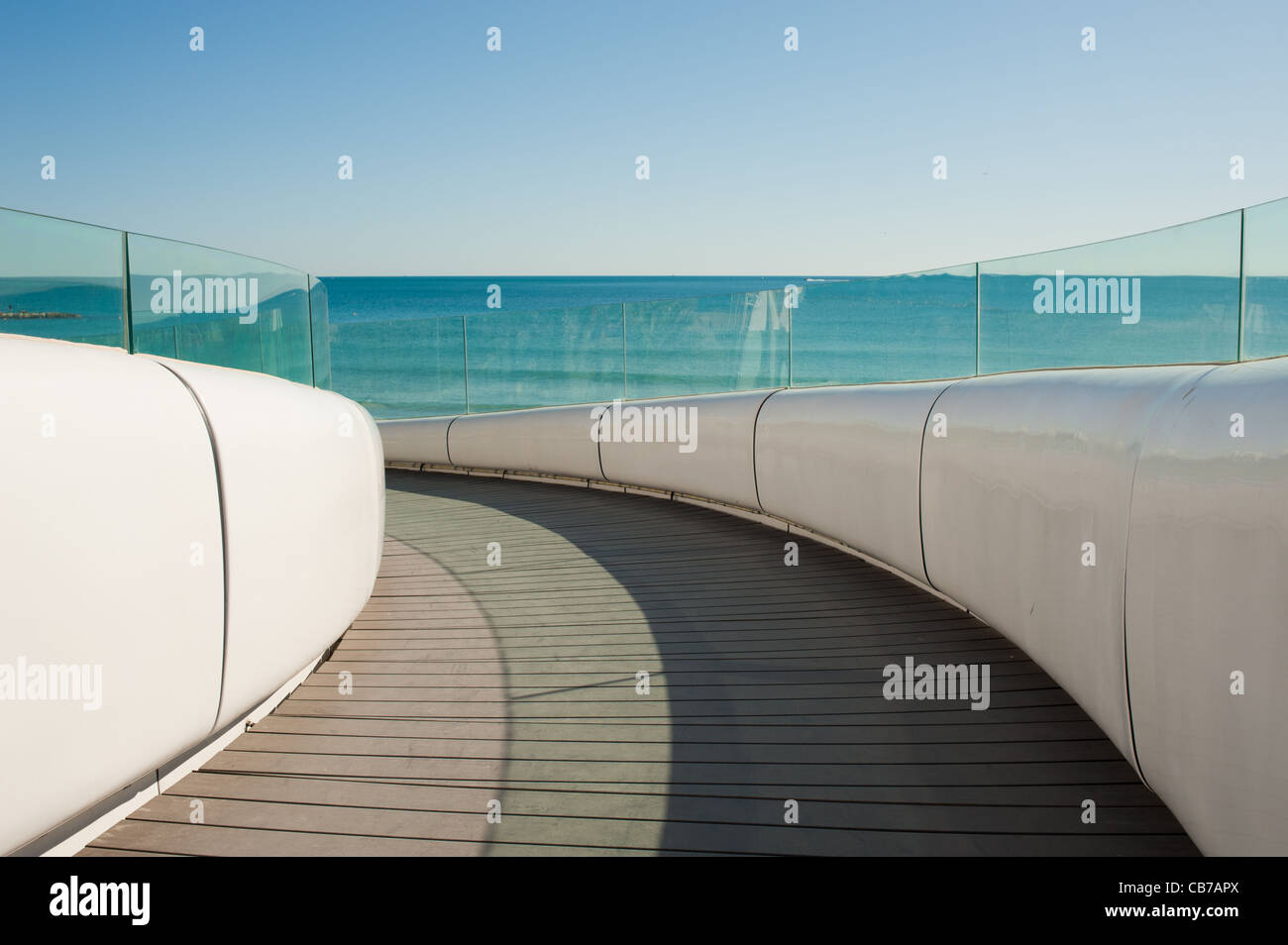 Architectural detail of a modern footbridge on the Mediterranean Stock ...