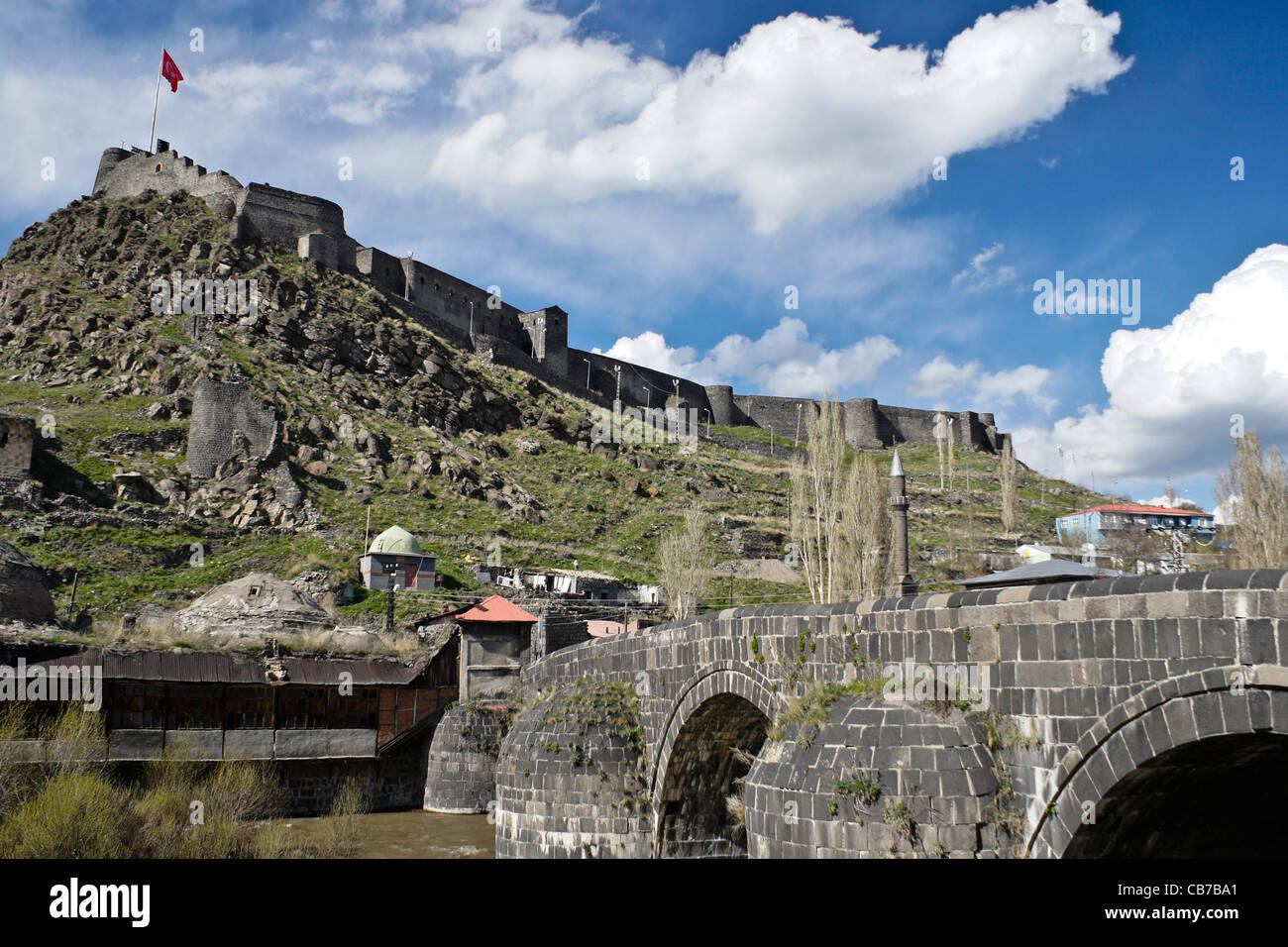 Citadel and Ottoman stone bridge, Kars, Eastern Anatolia, Turkey Stock ...