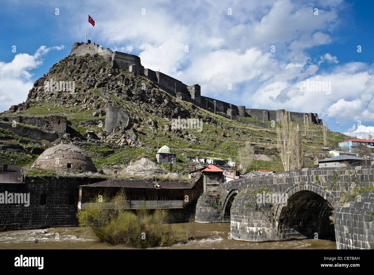Citadel and Ottoman stone bridge, Kars, Eastern Anatolia, Turkey Stock ...