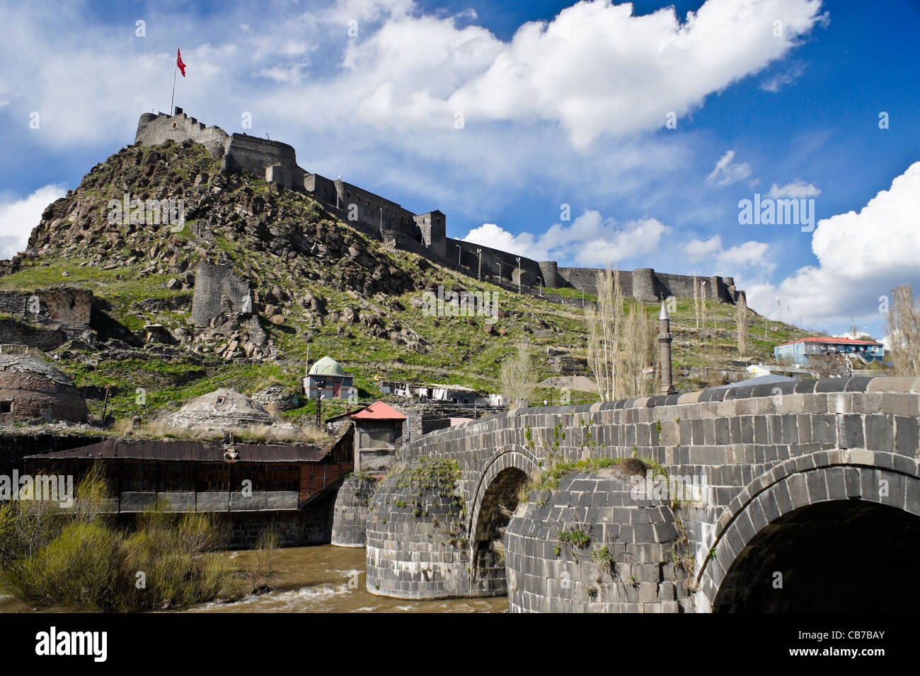 Citadel and Ottoman stone bridge, Kars, Eastern Anatolia, Turkey Stock ...