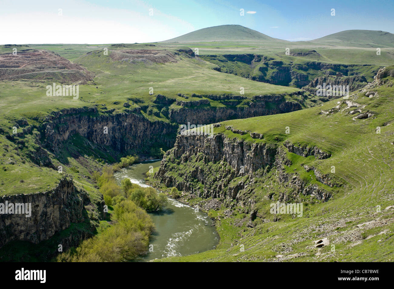 Akhurian/Arpa River separating Turkey from Armenia at Ani Stock Photo ...