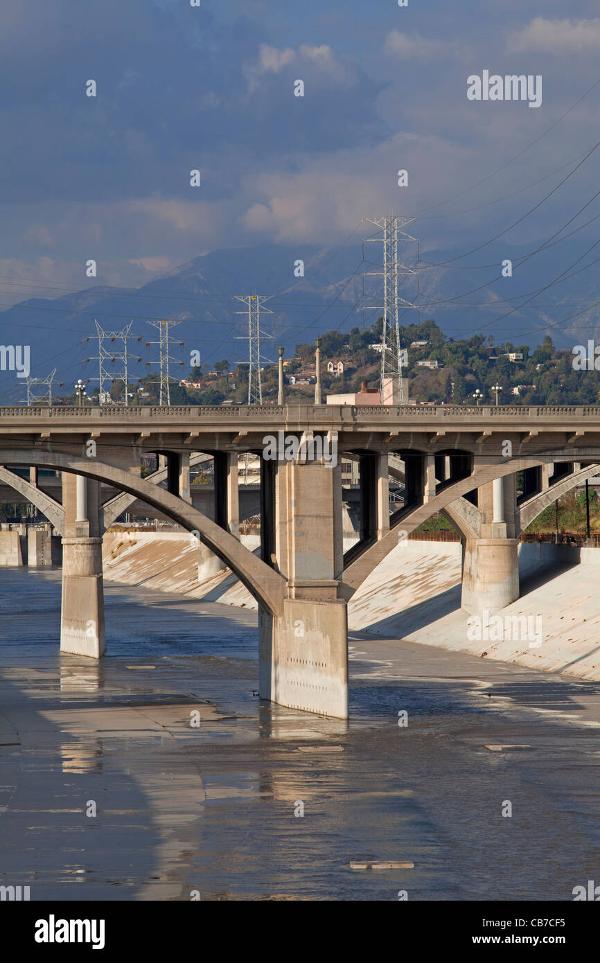 Spring Street Bridge over the Los Angeles River, Downtown Los Angeles ...