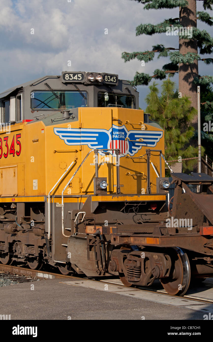 Freight Train near downtown Los Angeles, California, USA Stock Photo ...