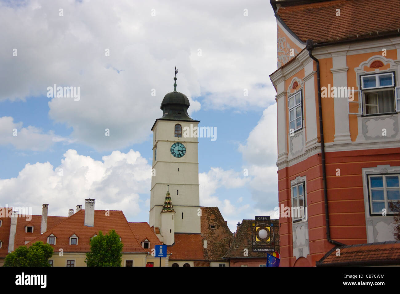 Clock Tower in Sibiu, Romania Stock Photo - Alamy