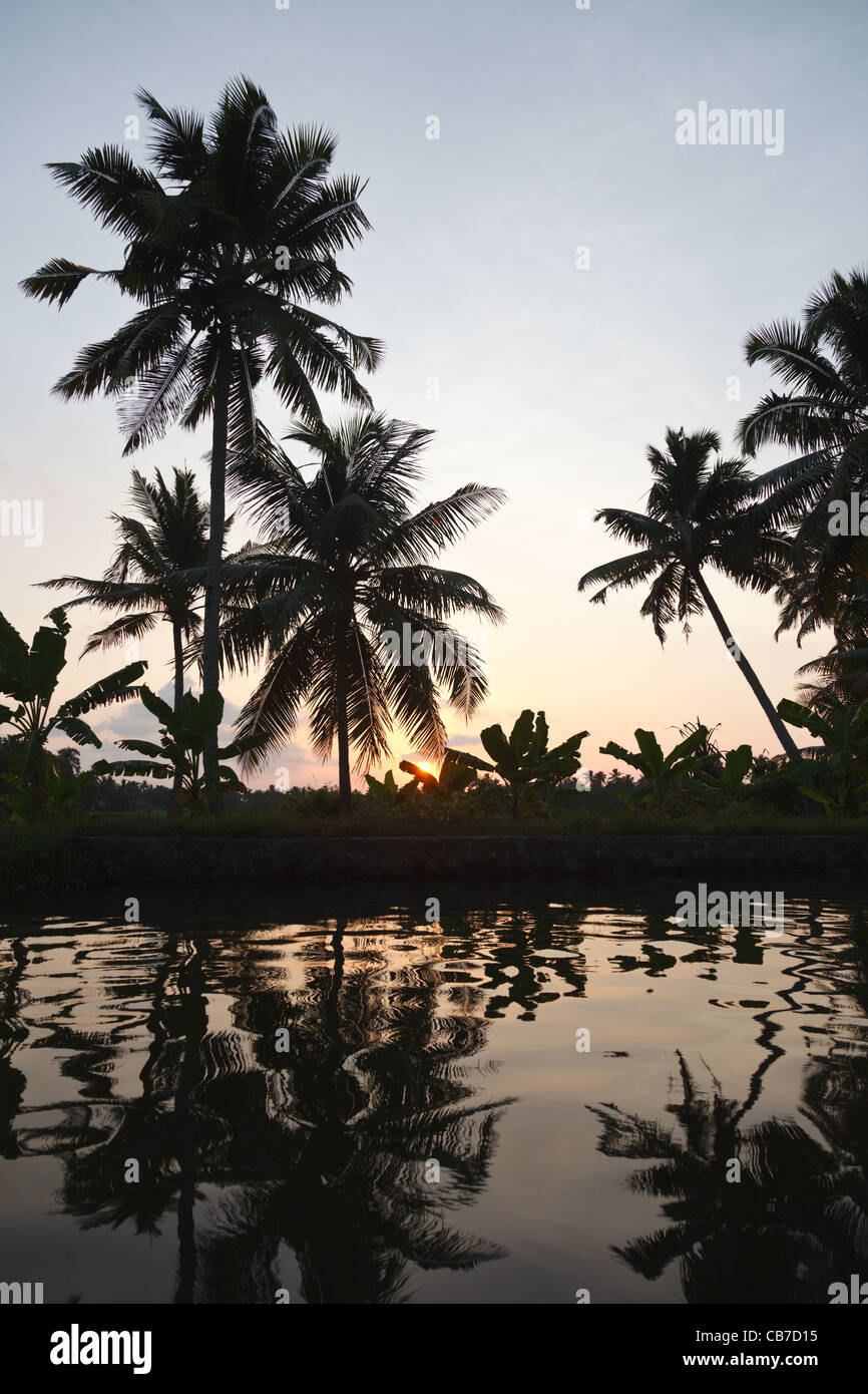 Sunset on Kerala backwaters. Kerala, India Stock Photo - Alamy