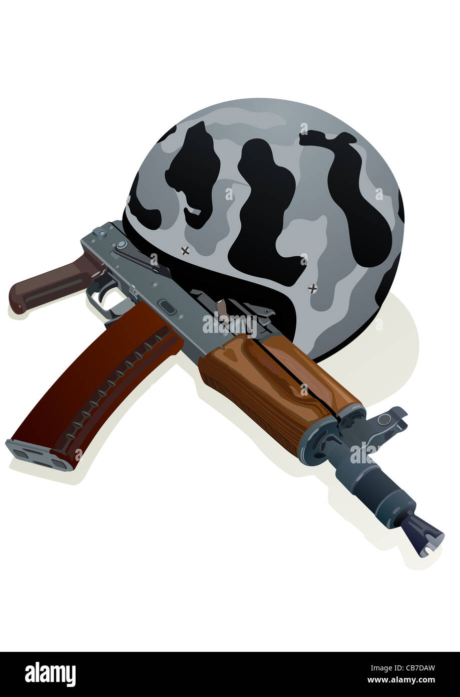 Helmet and gun Stock Photo - Alamy