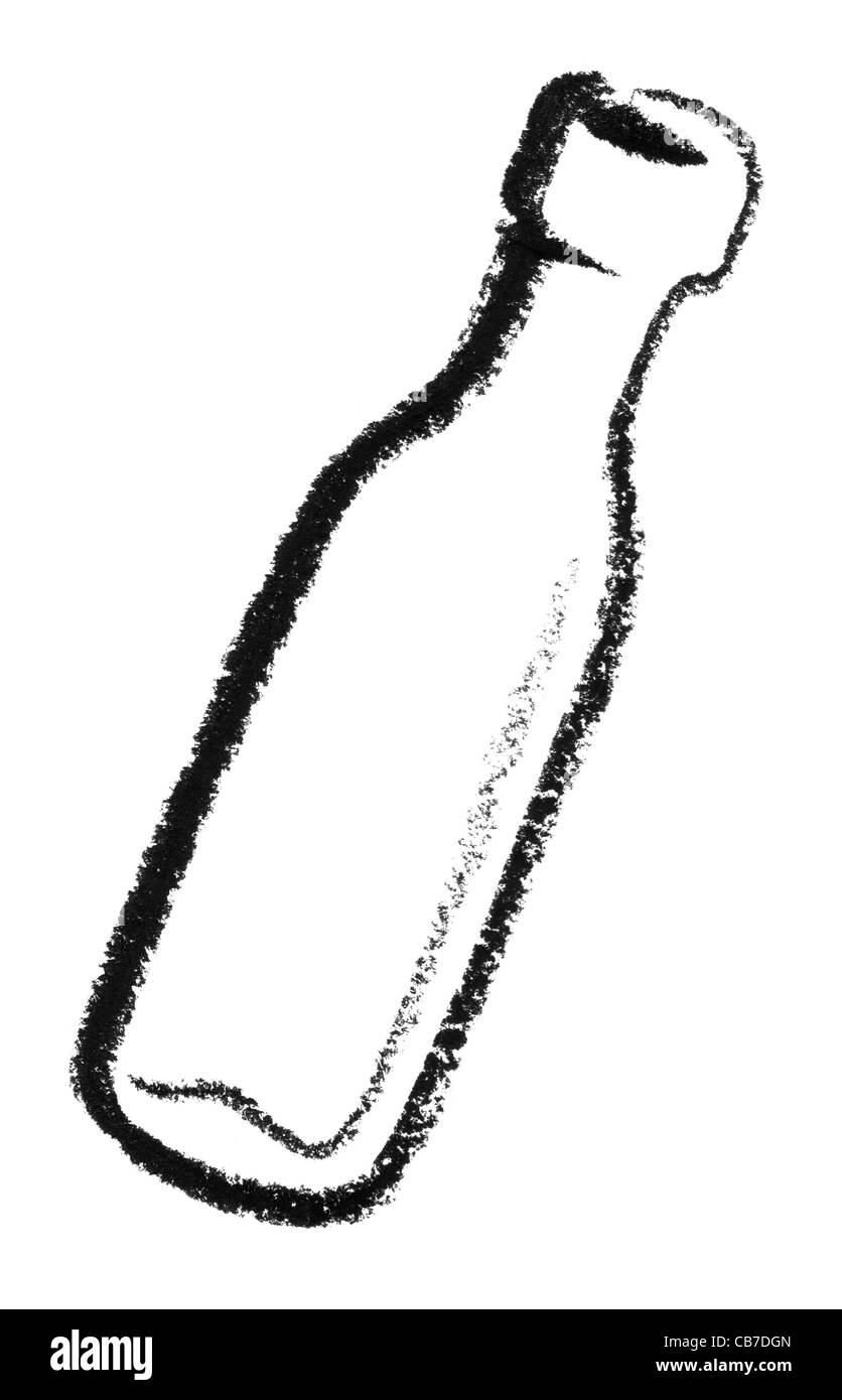 crayon-sketched bottle in white back Stock Photo - Alamy