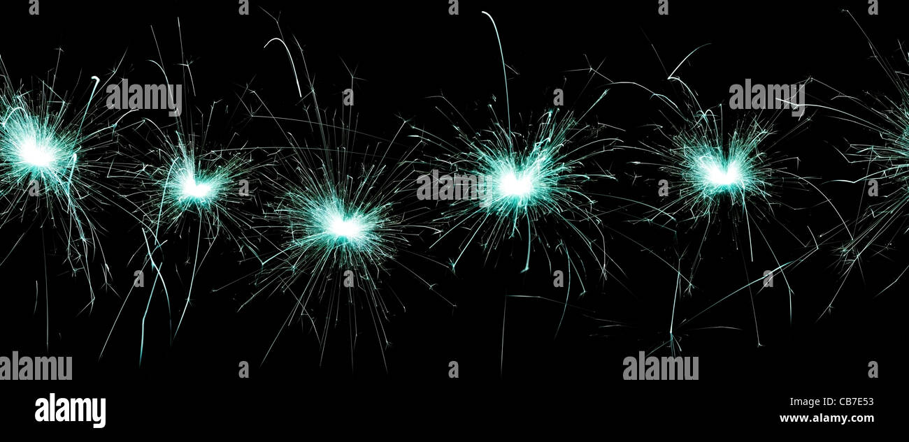 repeatable seamless horizontal cool blue sparklers border on black ...