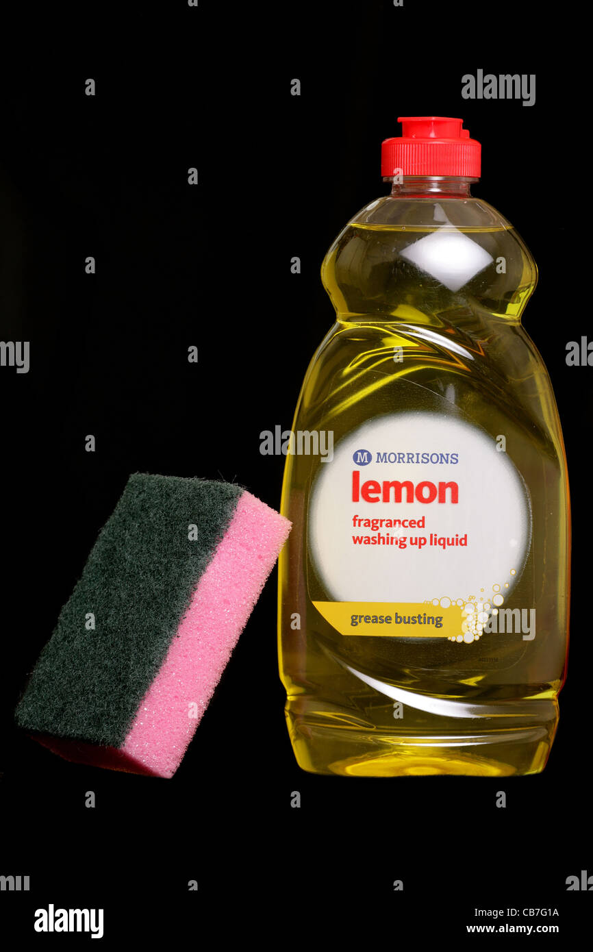 Washing up liquid on black background Stock Photo - Alamy