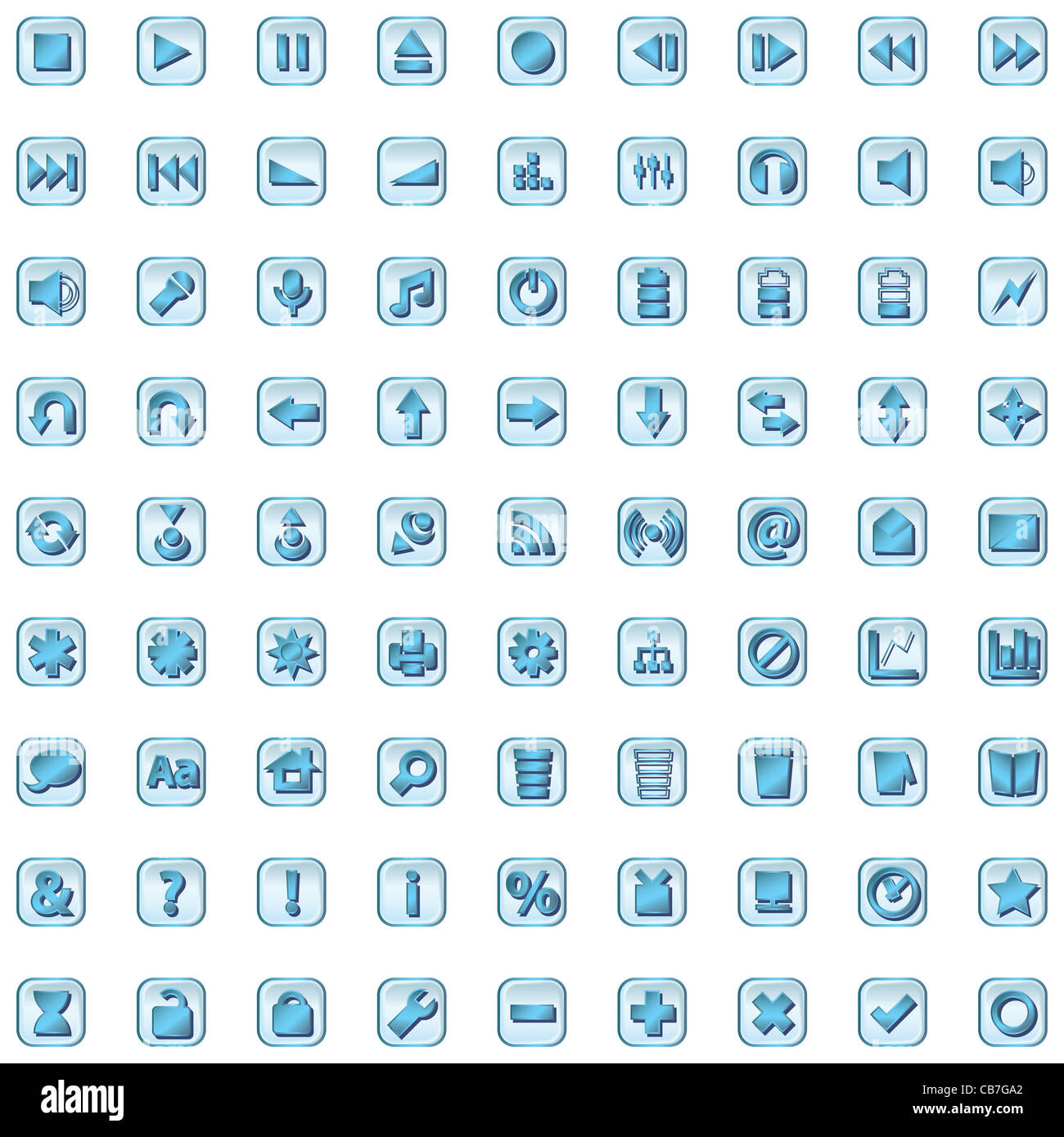 Internet and website blue icon set isolated on white Stock Photo - Alamy
