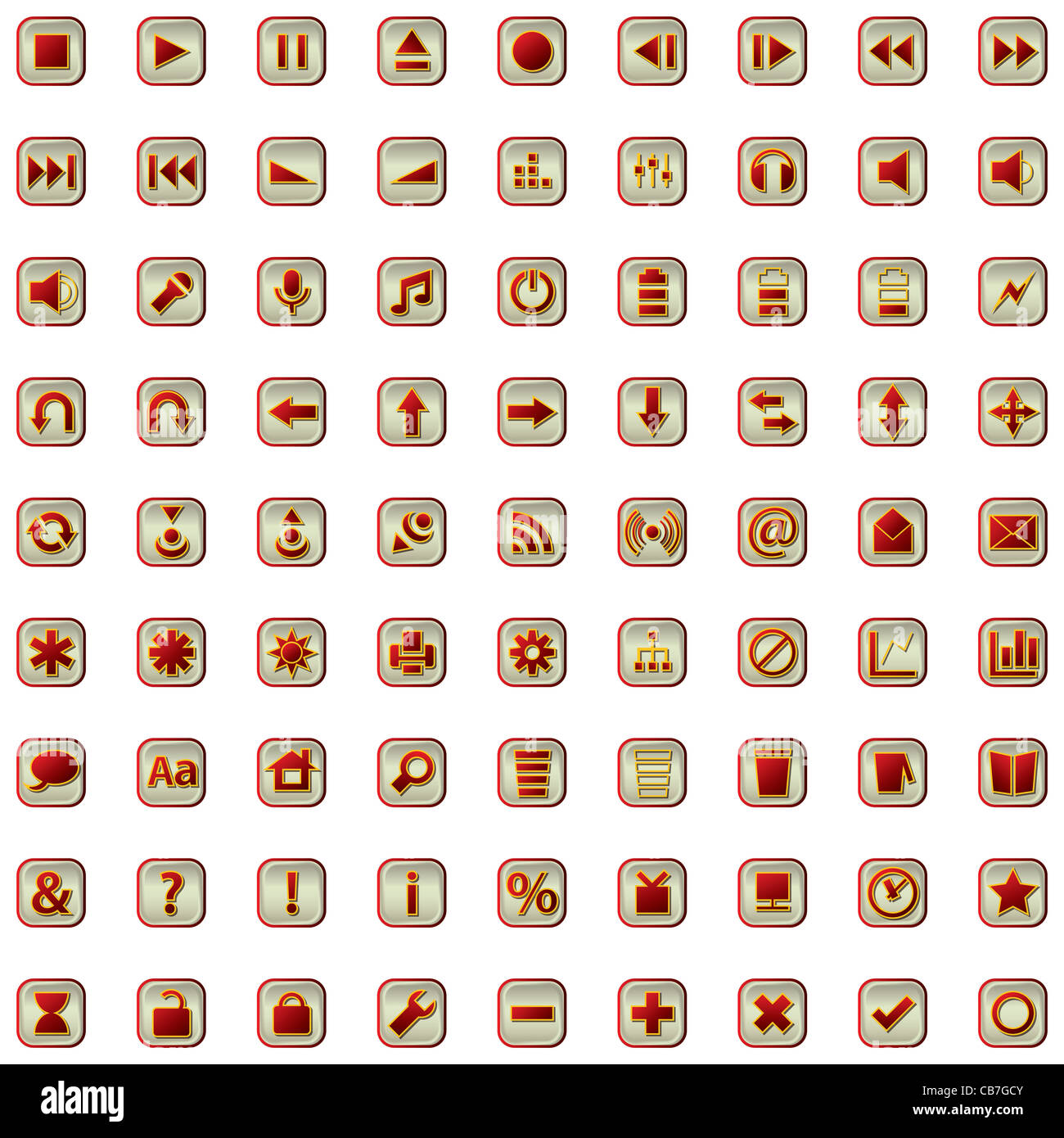 Internet and website dark red icons set isolated on white Stock Photo ...