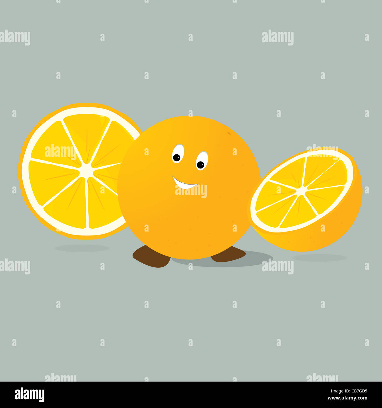 Smiling orange character Stock Photo - Alamy