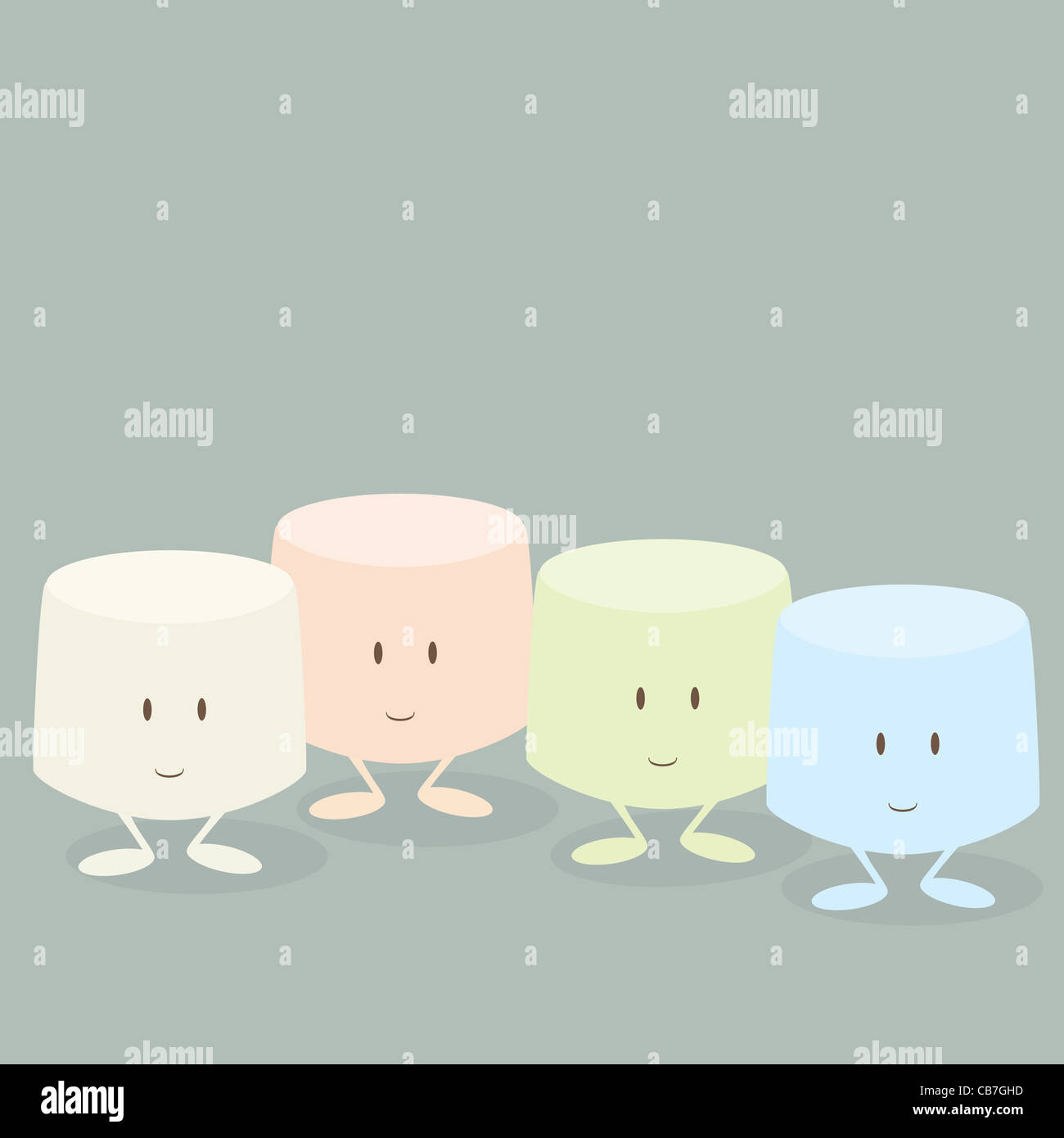 Smiling marshmallow characters Stock Photo - Alamy