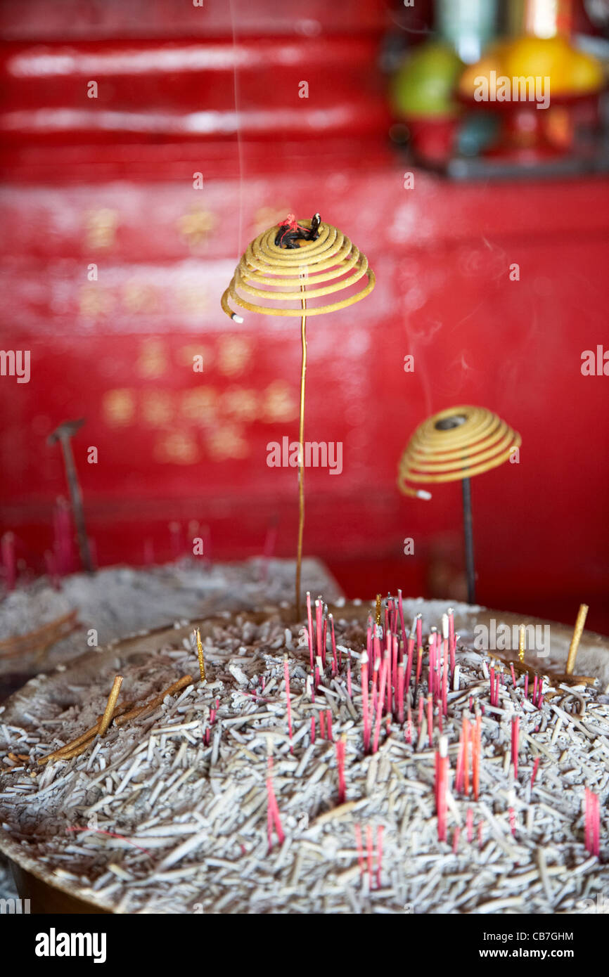 spiral incense burning in the interior of small pak tai temple stanley ...