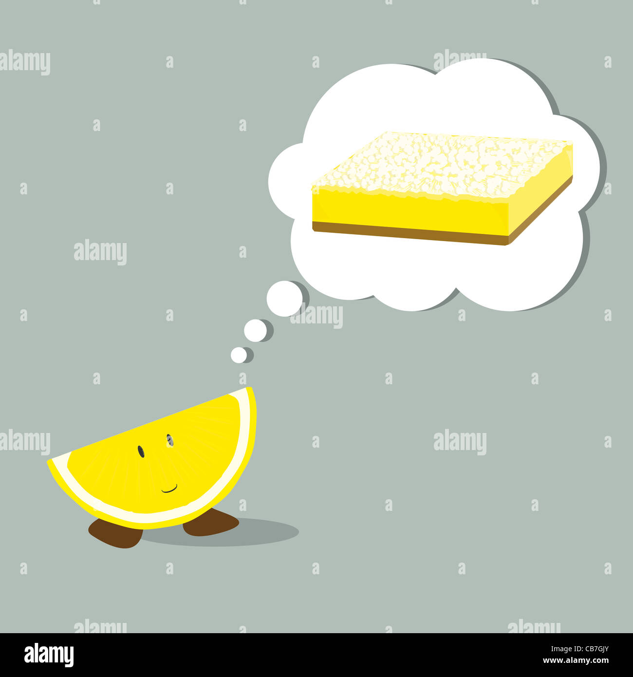 Smiling lemon wedge thinking of a lemon bar Stock Photo - Alamy