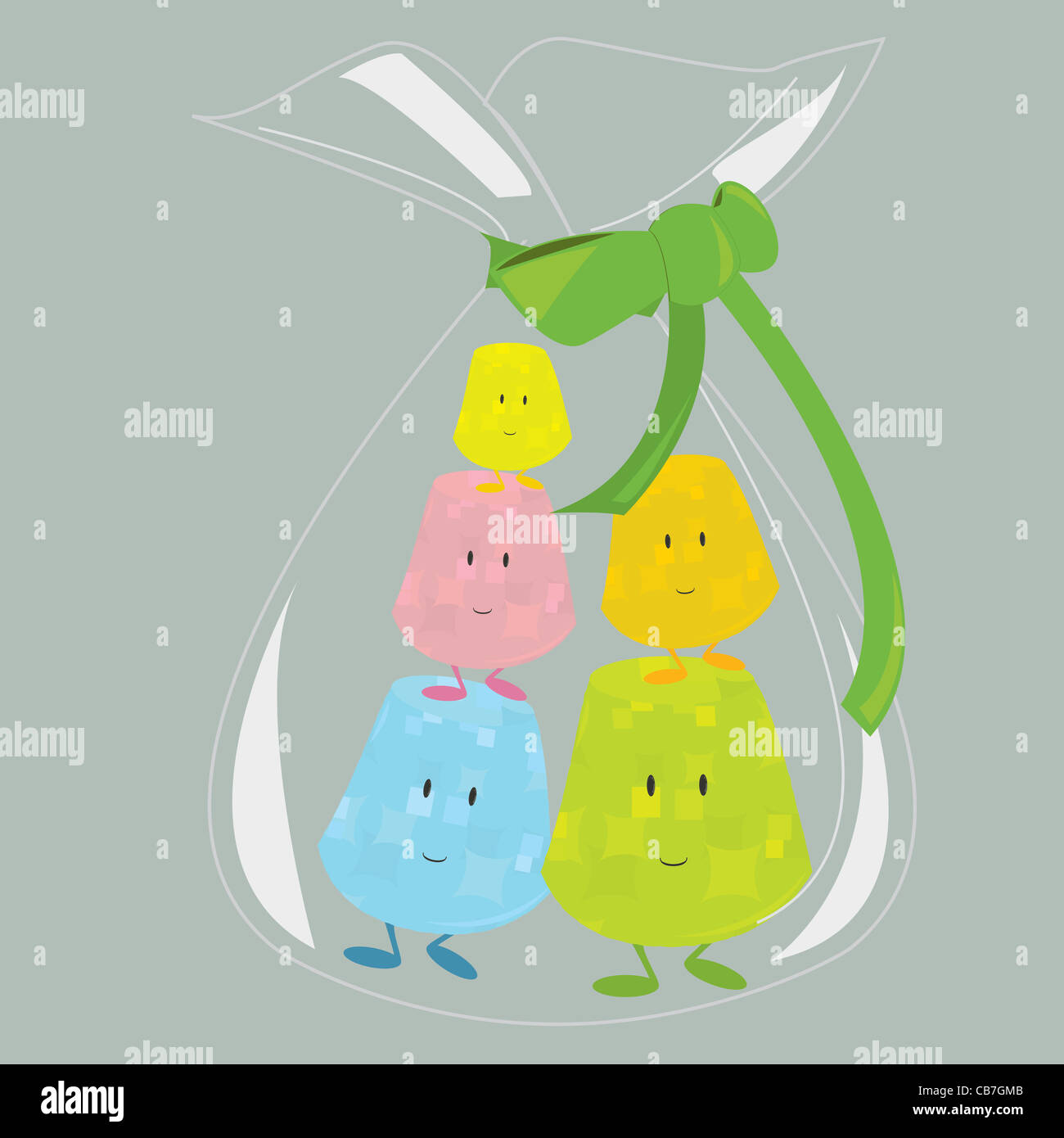 Smiling gumdrop characters in a candy bag Stock Photo - Alamy