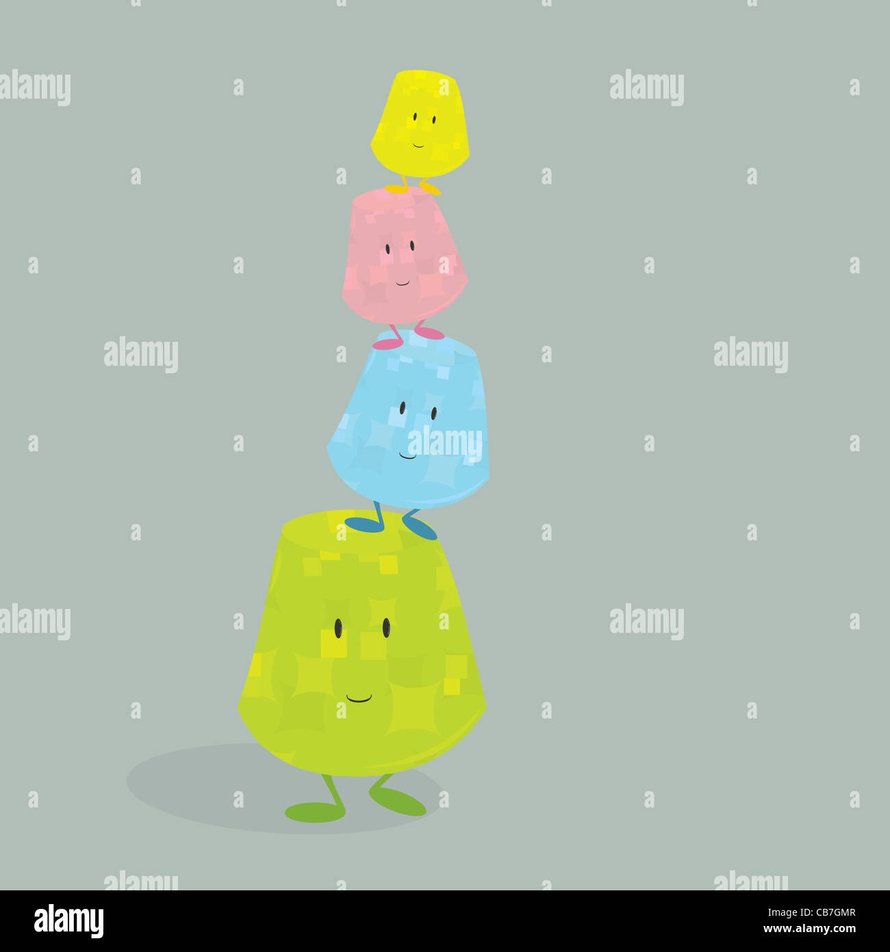 Four stacked smiling gumdrop characters Stock Photo - Alamy