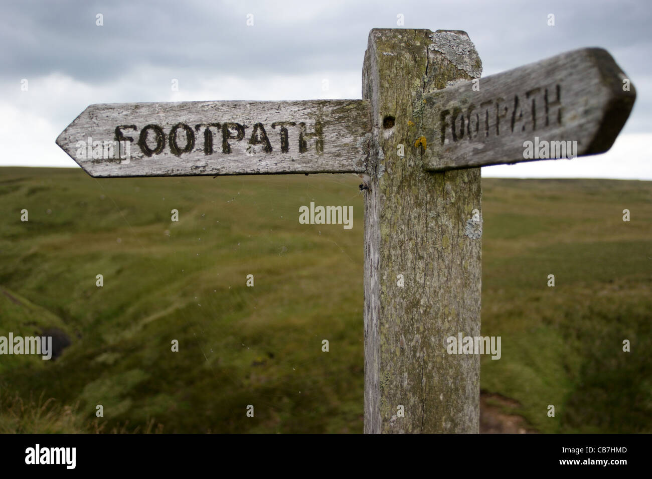 Footpath sign on the Pennine Way near Keld, North Yorkshire, England ...
