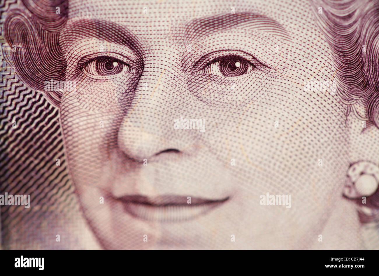 Close-up of the Queens head on a Twenty pound note. Picture by James ...