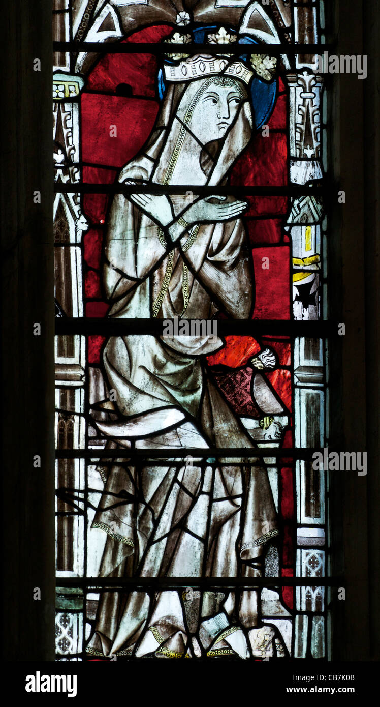 Stained glass panel of the Virgin Mary, 14th century medieval, Great ...