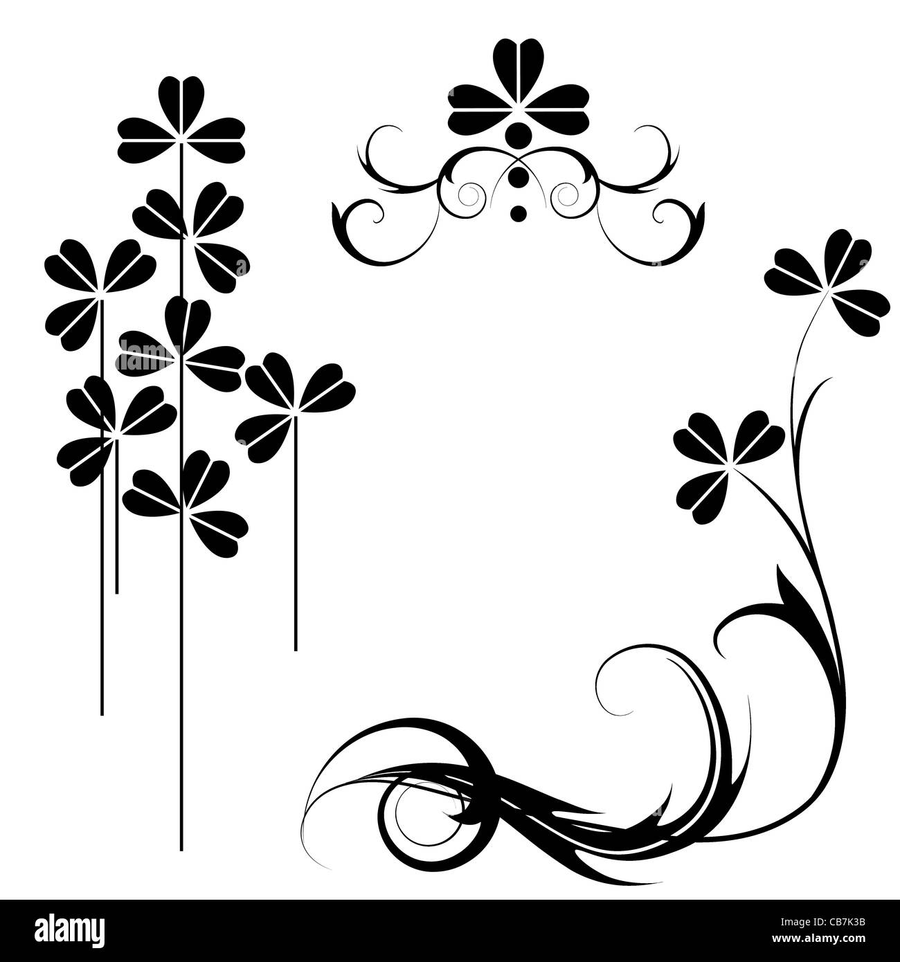 Stylized flower corner design hi-res stock photography and images - Alamy