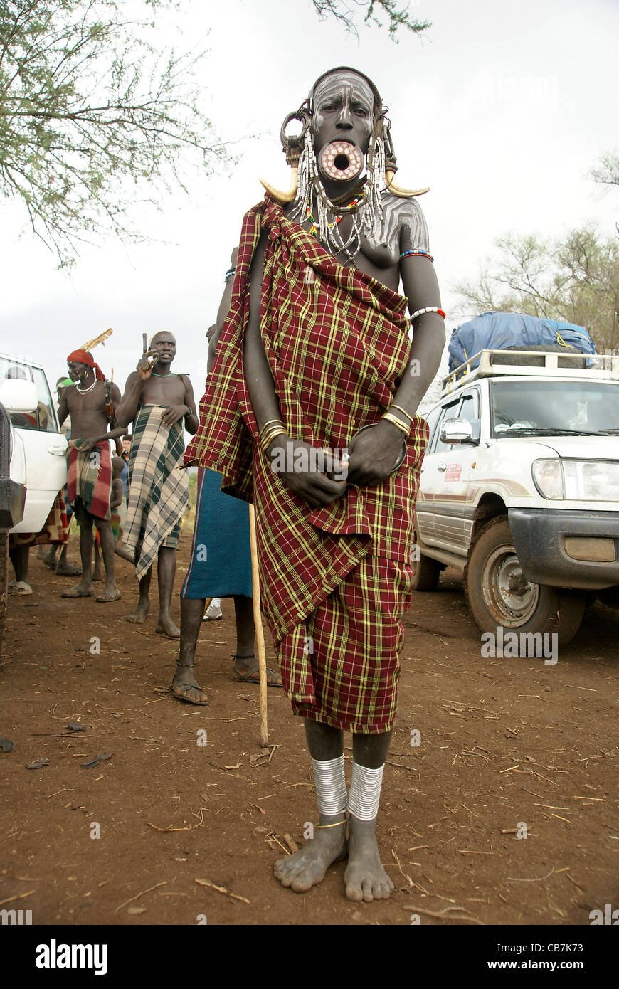 Africa, Ethiopia, Debub Omo Zone, woman of the Mursi tribe Stock Photo ...